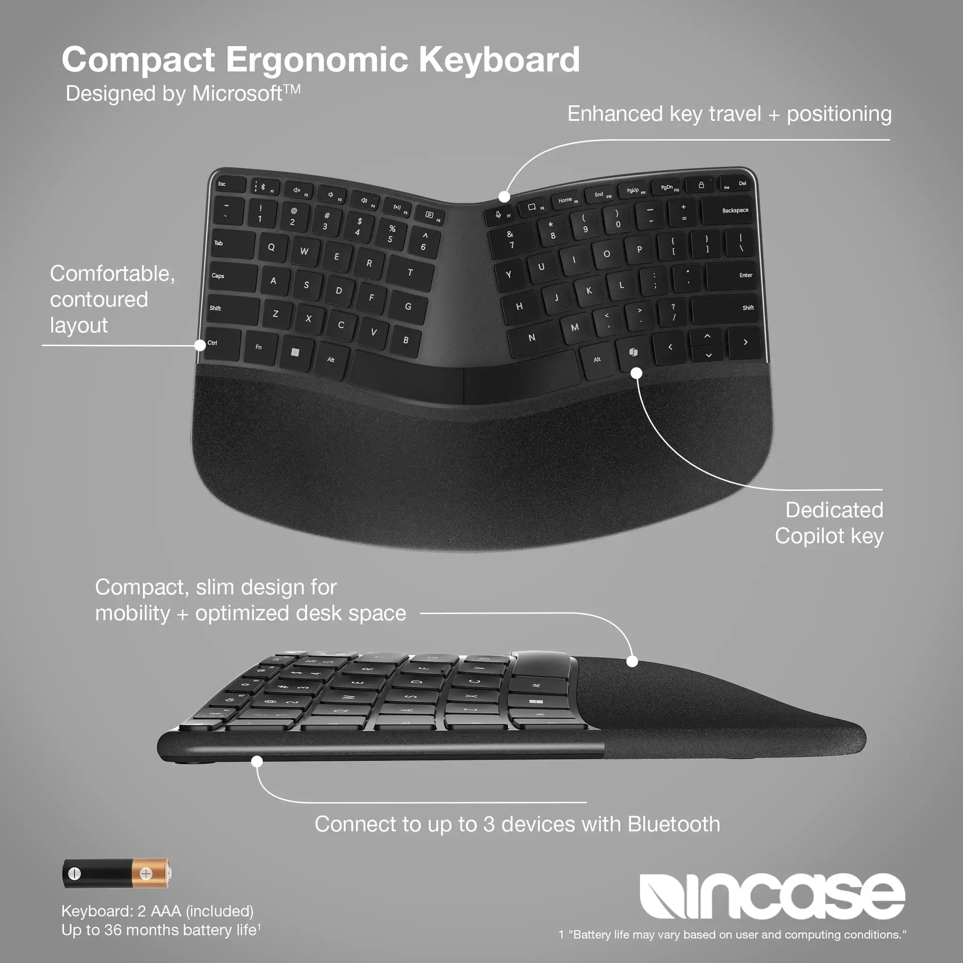 Compact Ergonomic Keyboard Designed by Microsoft - Incase.com