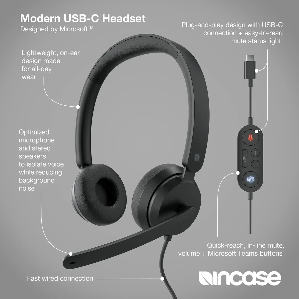 Modern USB-C Headset Designed by Microsoft - Incase.com