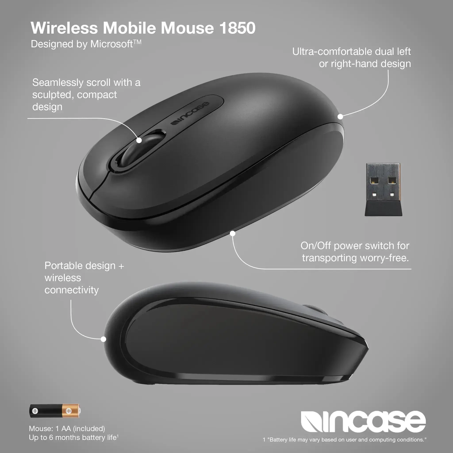 Wireless Mobile Mouse 1850 Designed by Microsoft - Incase.com